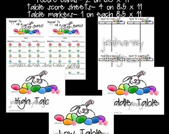 Custom Bunco Score Card and Table Score Sheet