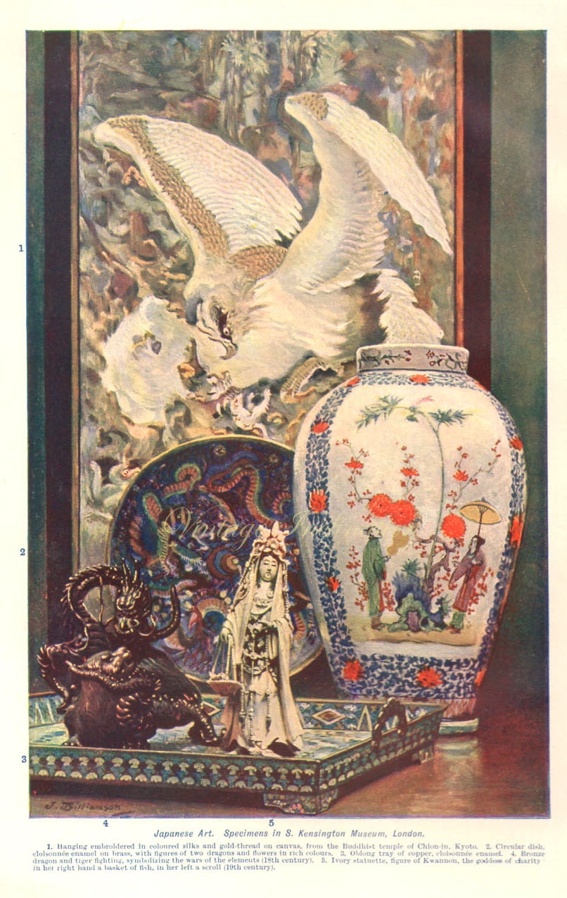 Antique Print 1907 Japanese Art beautiful wall art vintage