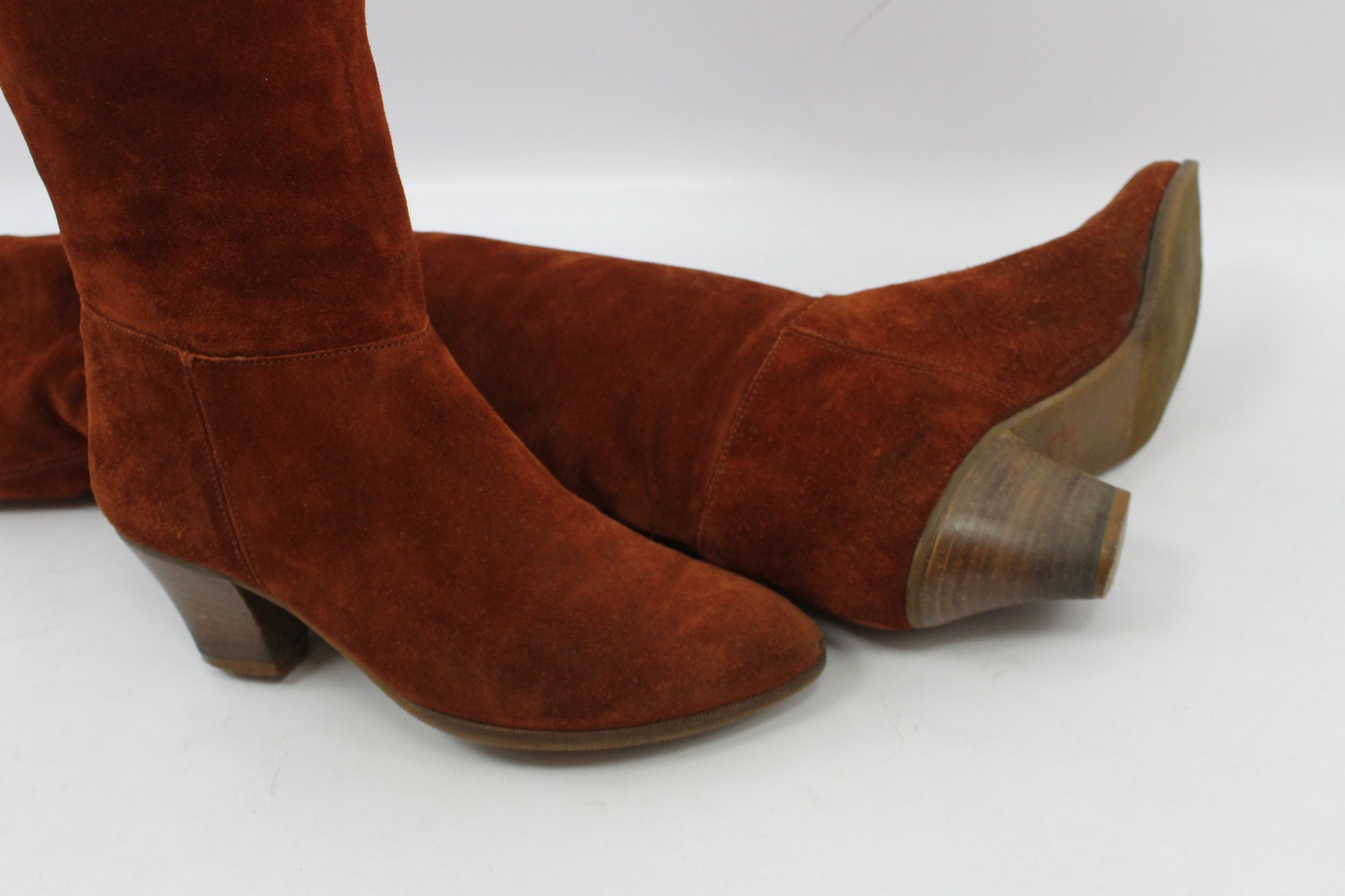 Vintage 70s Leather Knee High Boots size 9 9.5 Leather Boots