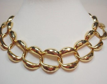 Large Gold Link Chain Necklace, Chunky Gold Necklace, Bold Gold ...