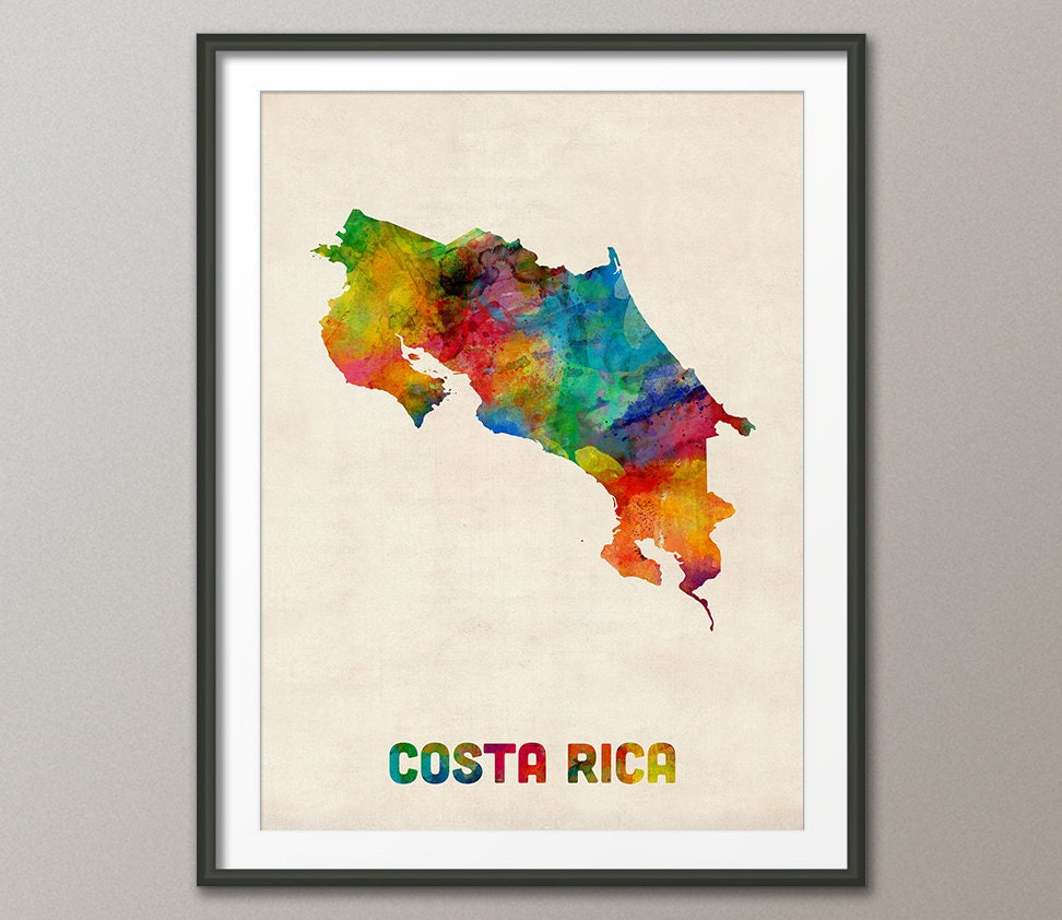 Costa Rica Watercolor Map Art Print 1034
