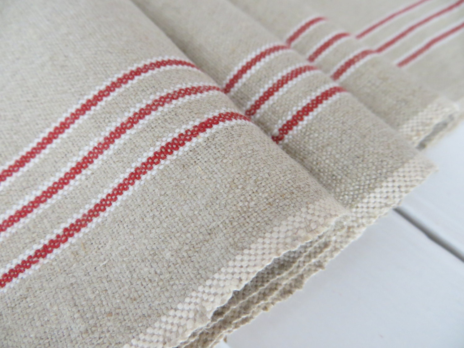 Linen Mangle Cloth Christmas Tablecloth Red by linensbysabine