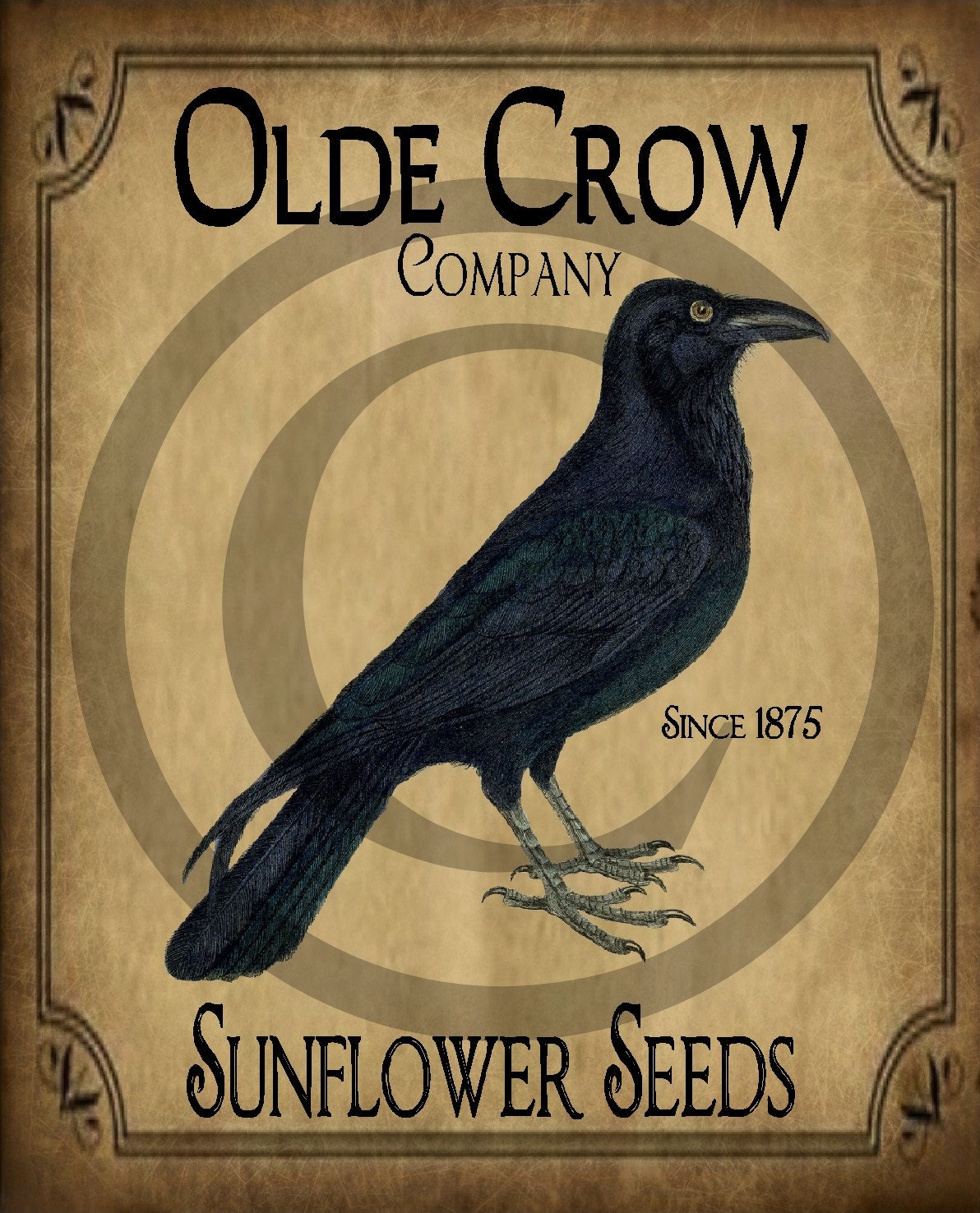 Primitive Vintage Olde Crow Co. Sunflower Seeds Packet
