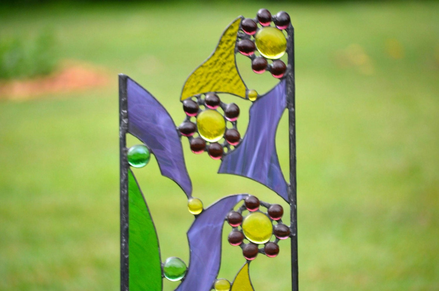 Custom Stained Glass Yard Art Larger Garden Sculpture For