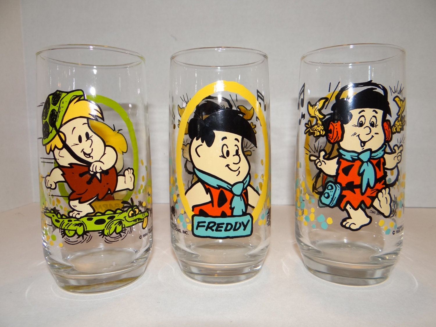 Vintage 80’s Collectible “The Flintstone Kids” Barney and Freddy Glass ...