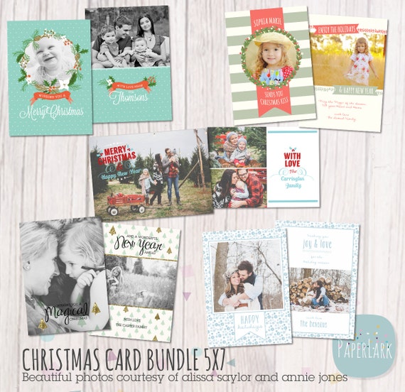 Christmas Card Template Bundle Photoshop templates AC022