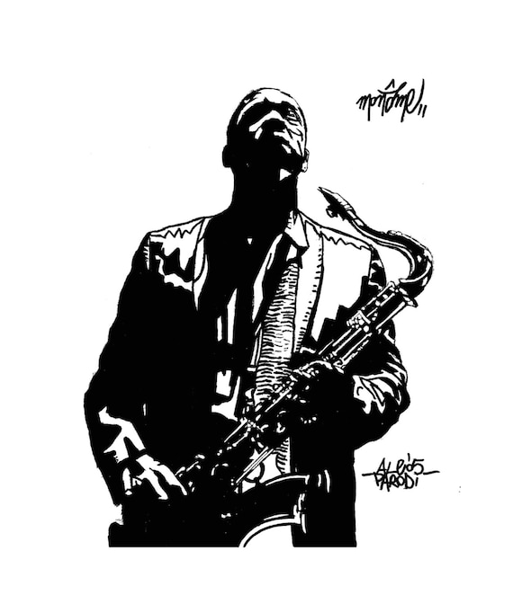 Items similar to Indian Ink Illustration -John Coltrane Portrait from ...