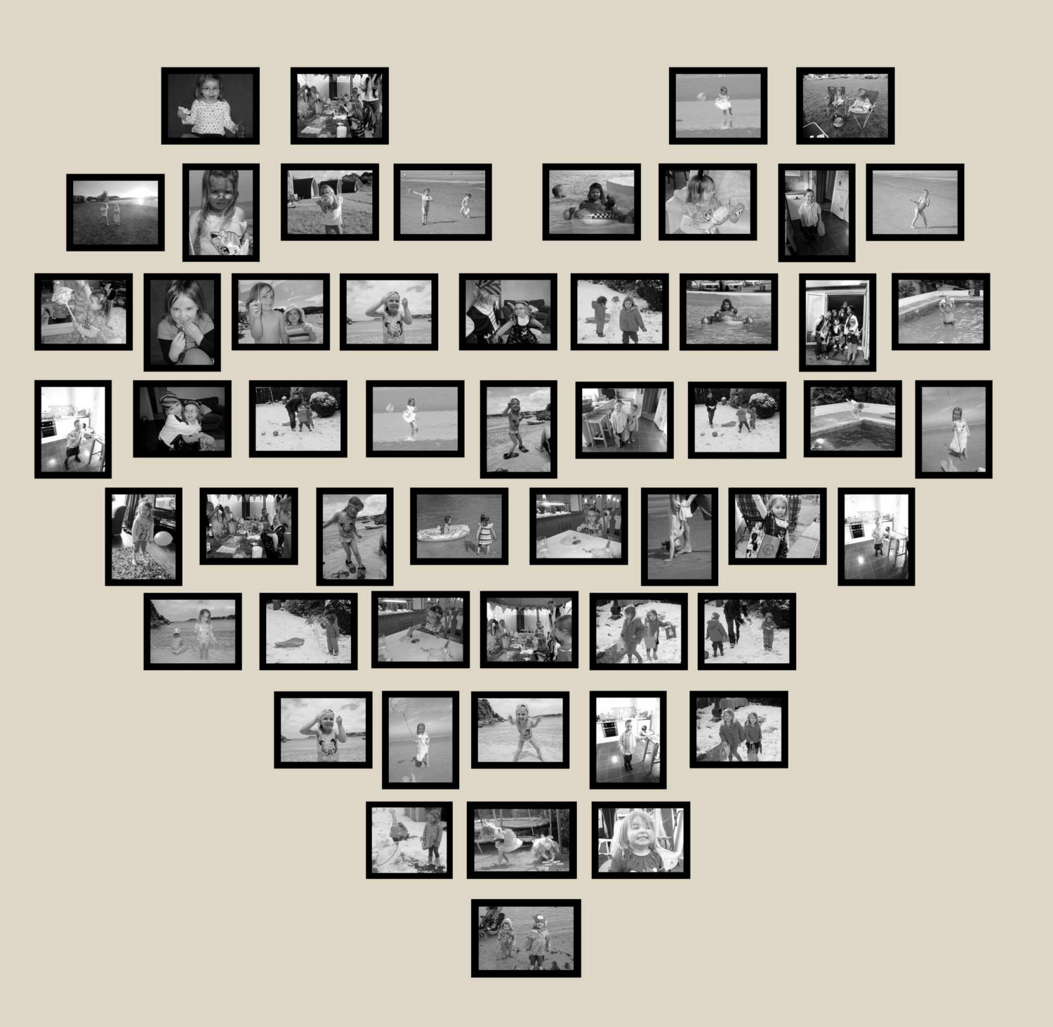 Family Tree Heart shaped Collage on Canvas Personalise Your