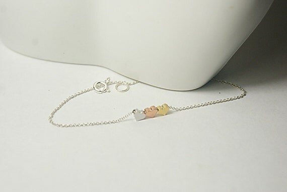Mini Heart bracelet. three hearts bracelet. three by ElseJewelry