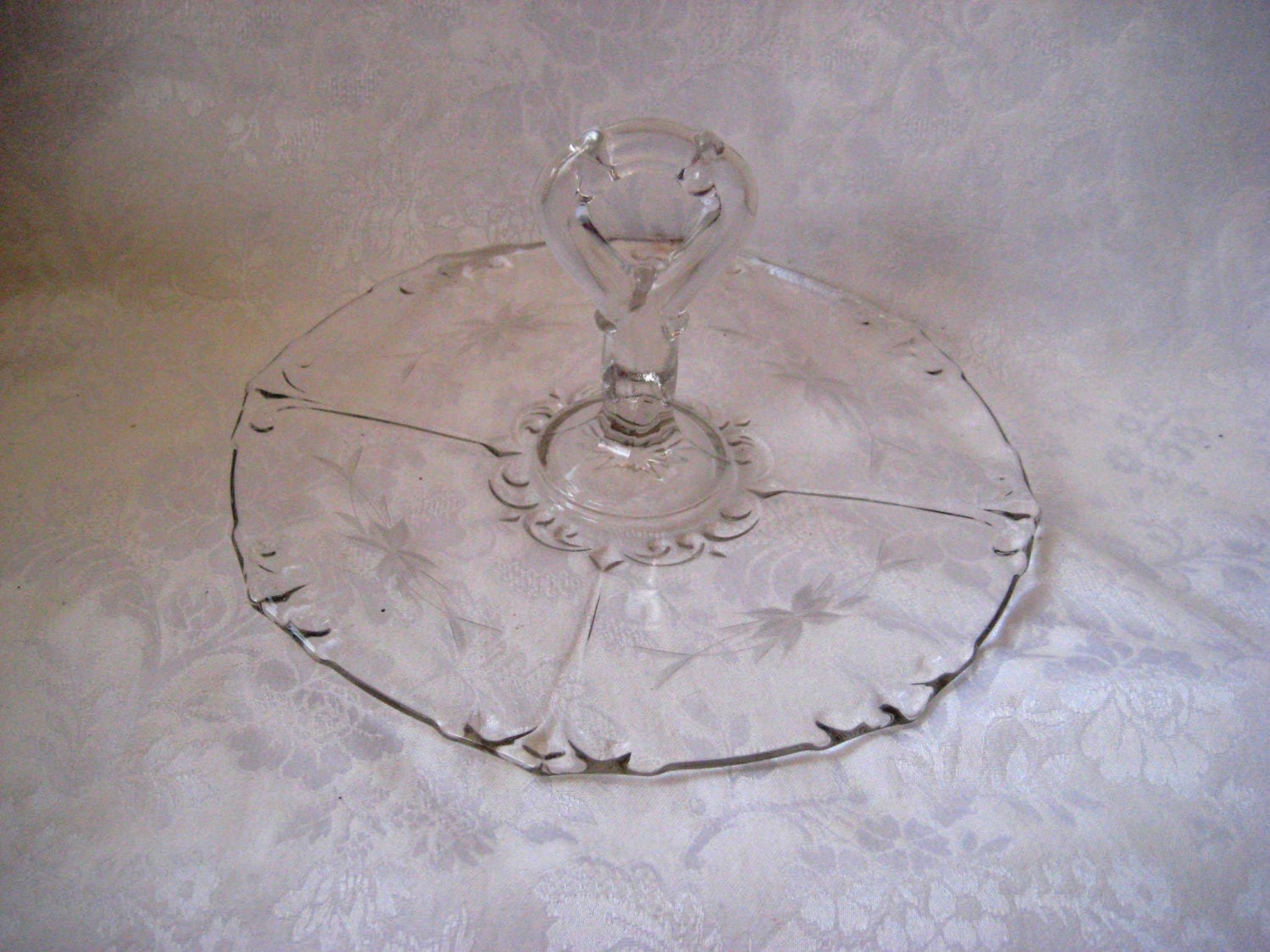 Clear glass serving platter with handle, sandwich platter, wedding ...
