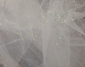 WHITE Soft Glitter Star dust English Net bridal Wedding Veil tulle ...