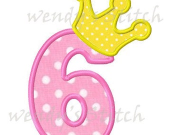 Princess birthday number 1 applique machine by WendysStitch