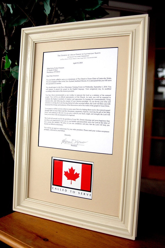 Items similar to Protect and display your mission call letter with one ...