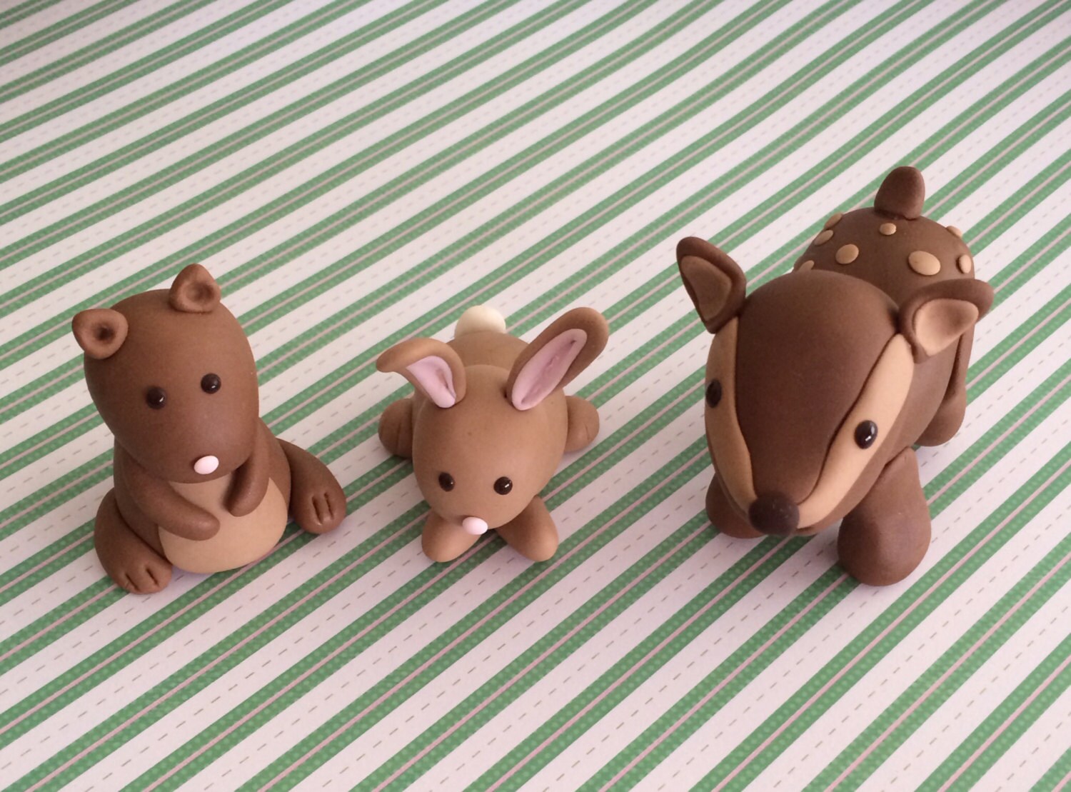 Baby reindeer bunny and squirrel fondant cake topper