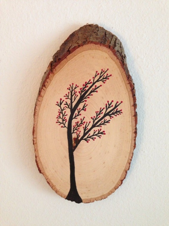 Items similar to Wood art, tree painting on wood, wall hanging on Etsy