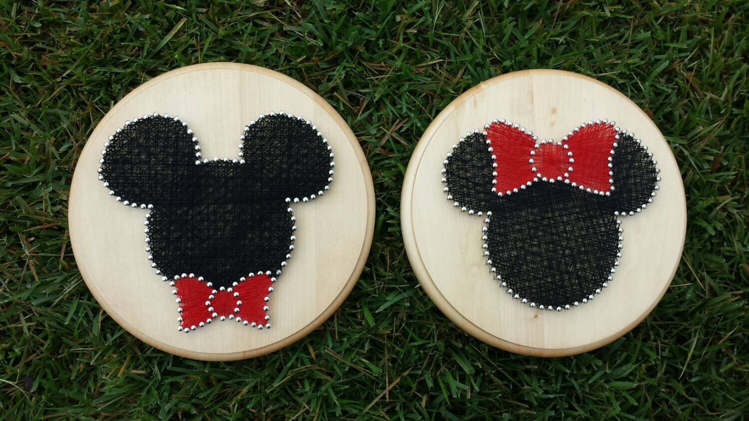 Mickey & Minnie Mouse Inspired String Art Set by ThreadbareArts