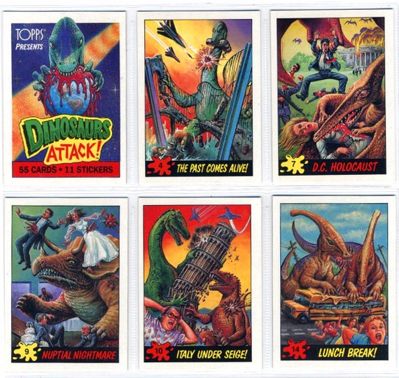 1988 Topps Dinosaurs Attack 55 Card Complete Set with 11