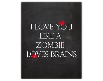 Zombie art I love you zombie print funny wall art by iamawakened