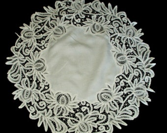 Vintage 1920s Machine Darn Net Lace Doily by TheGatheringVintage