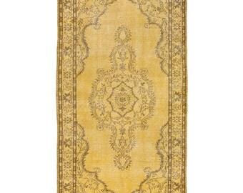 Yellow Overdyed Rug 153x286 cm (5.02x9.38 ft)