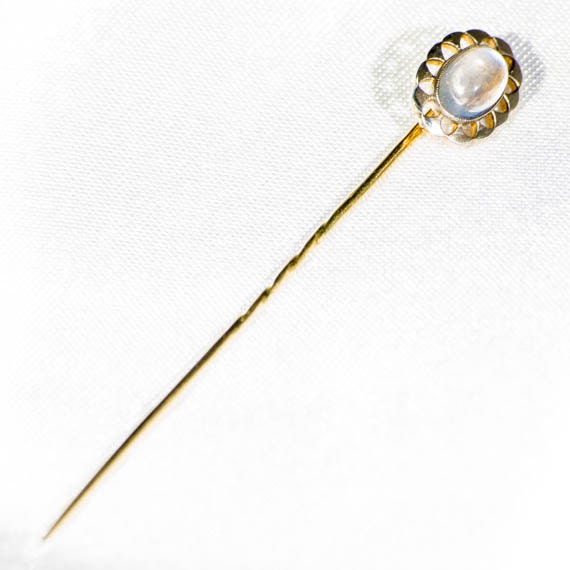 Victorian gold and moonstone stick pin. Antique gents dress tie-pin or ...