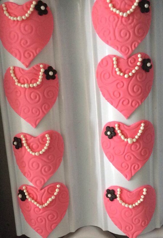 Items similar to Embossed Fondant Heart cupcake topper on Etsy