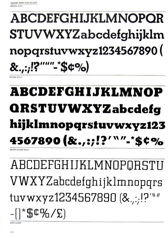 Typography Print Fonts Square Serif Beton Bold City