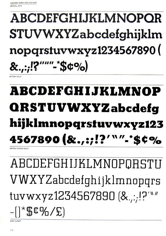 Typography Print Fonts Square Serif Beton Bold City
