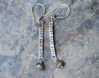 Live Love Laugh Earrings, Labradorite Earrings, Natural Stone Earrings ...