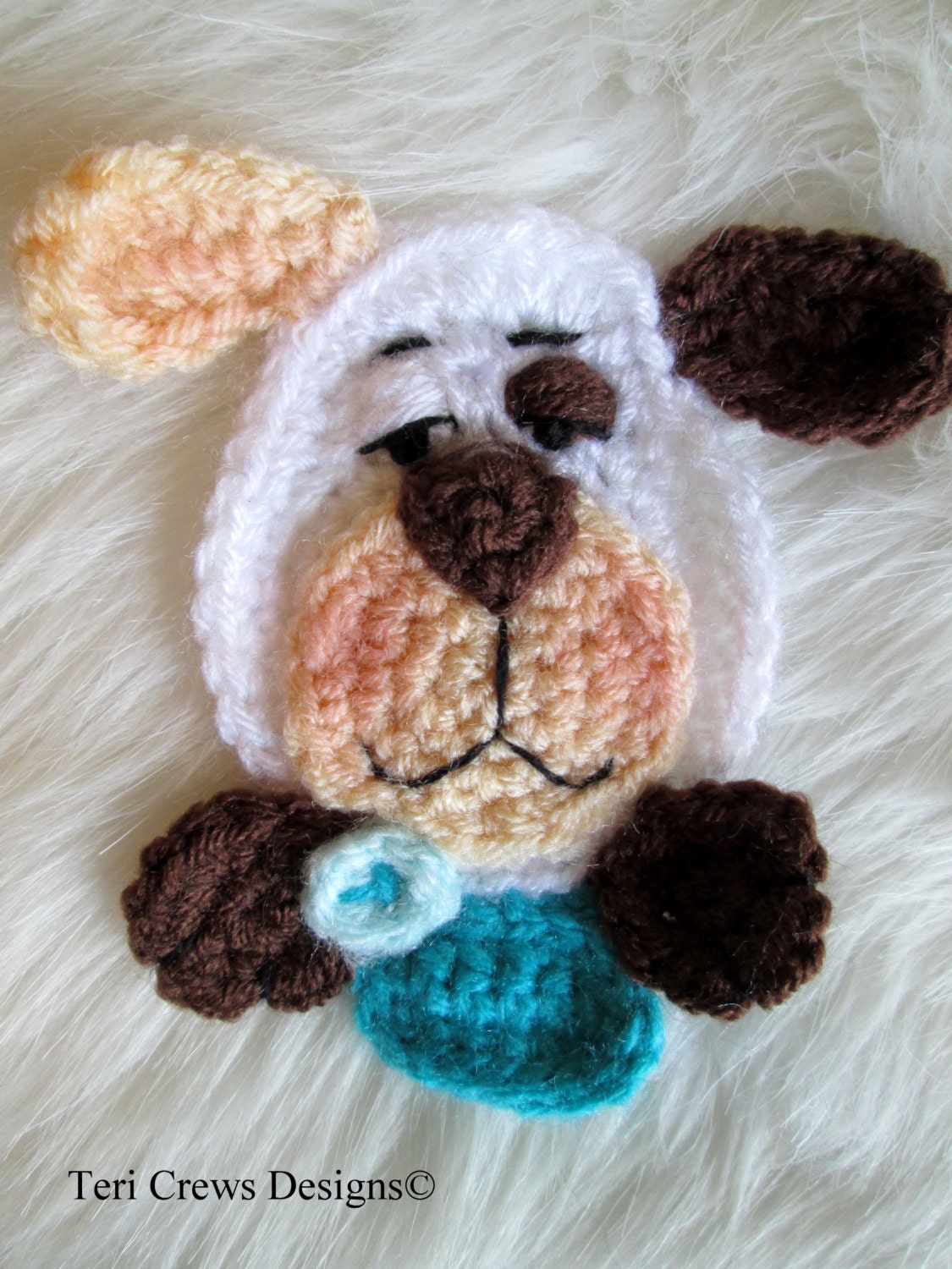 Crochet Pattern Dog Applique Embellishment by Teri Crews Wool