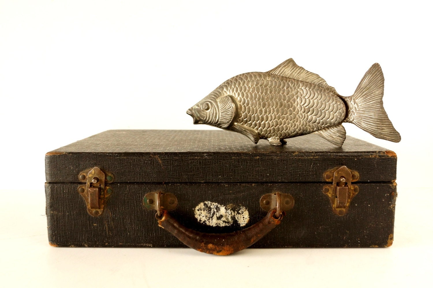 Vintage / Antique Black Hard Sided / Hardboard Storage Case with ...