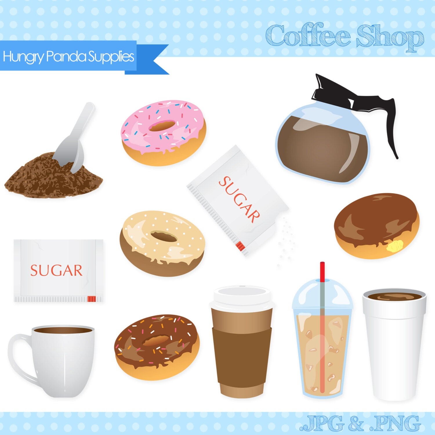 Coffee clipart donuts clipart coffee shop by HappilyAfterDesigns