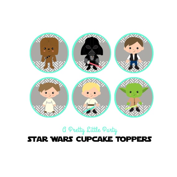 Star Wars Cupcake Toppers in Bright Aqua by aprettylittleparty