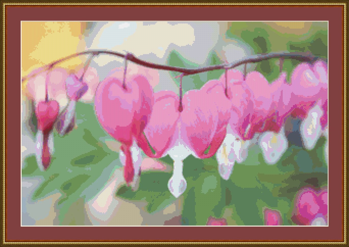 Bleeding Heart Cross Stitch Pattern