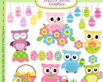 Easter owl clip art | Etsy