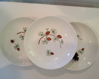 Christmas China Pine Tree Branch plate bowl vintage retro pine bough ...