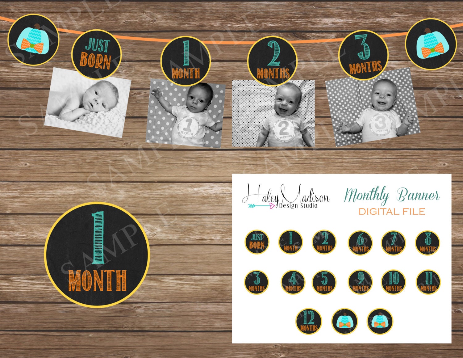 12 month photo birthday banner by HaleyMadisonDesign on Etsy