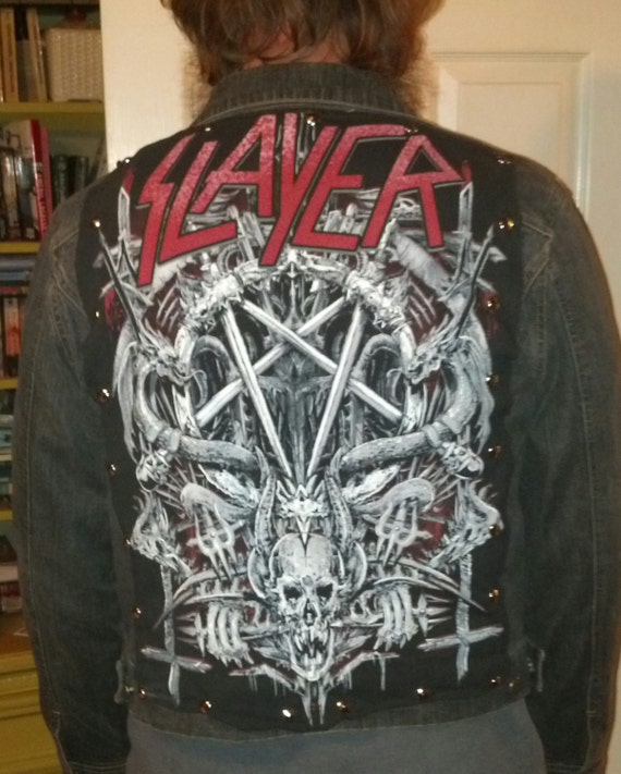 Slayer black denim jacket men's small/women's by ShredsClothing