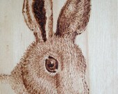 Items similar to pyrography art on maple vaneered board , rabbit, bunny ...