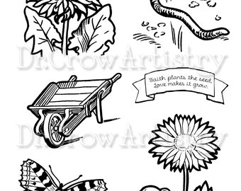 8.5 x 11 Printable Garden Clip Art - Digital Collage Sheet - Faith ...