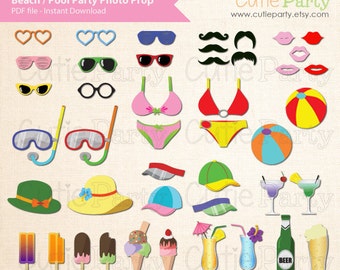 Summer Party Photo Booth Prop, Beach Party Photo Booth Prop, Pool Party ...