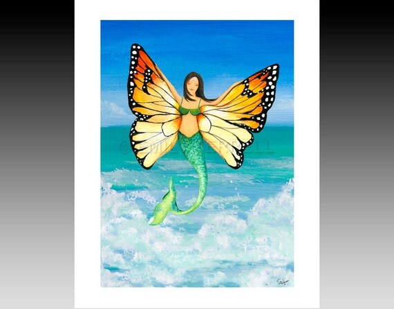 Mermaid Monarch Butterfly Print