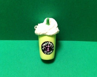 Starbucks Charm - Polymer Clay Charm Green Tea Charm Kawaii Kitsch