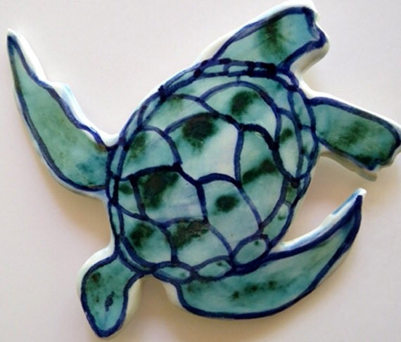 Sea Turtle Wall Hanging Turtle swimming ceramic wall art