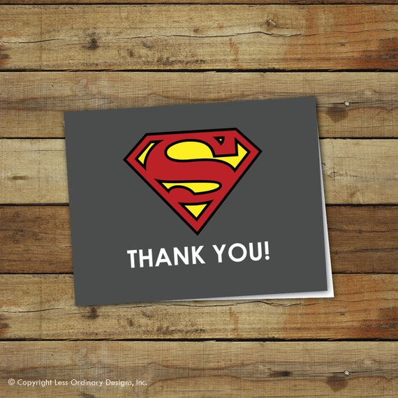 Superman thank you notes superhero thank you by saralukecreative