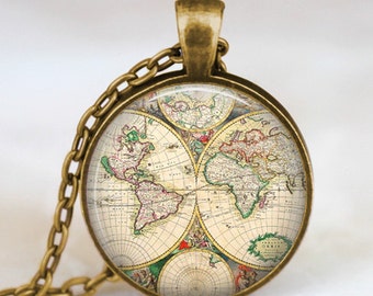 Globe jewelry vintage globe pendant globe art pendant