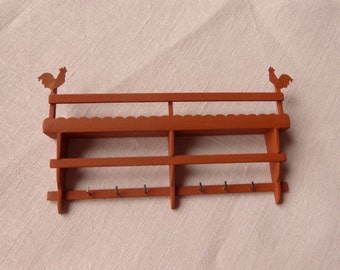Dollhouse miniature wall plate rack