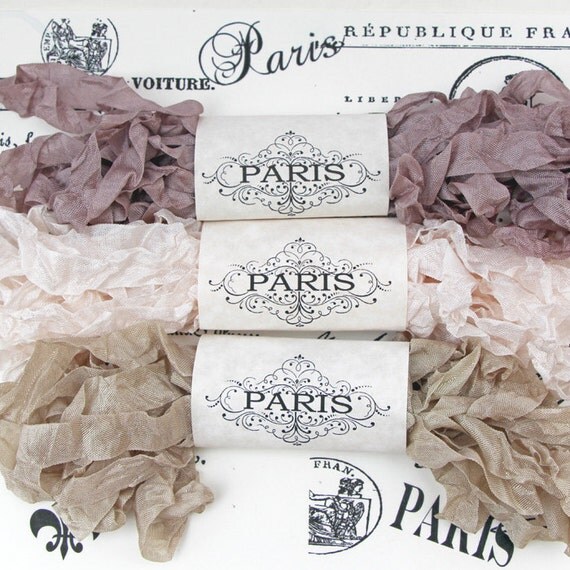Seam Binding Ribbon Scrunched Shabby Crinkled Rayon