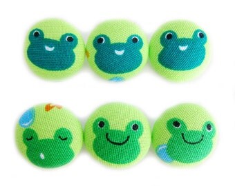 6 Large Fabric Buttons Set Gentle Waves in by heydayhandmade