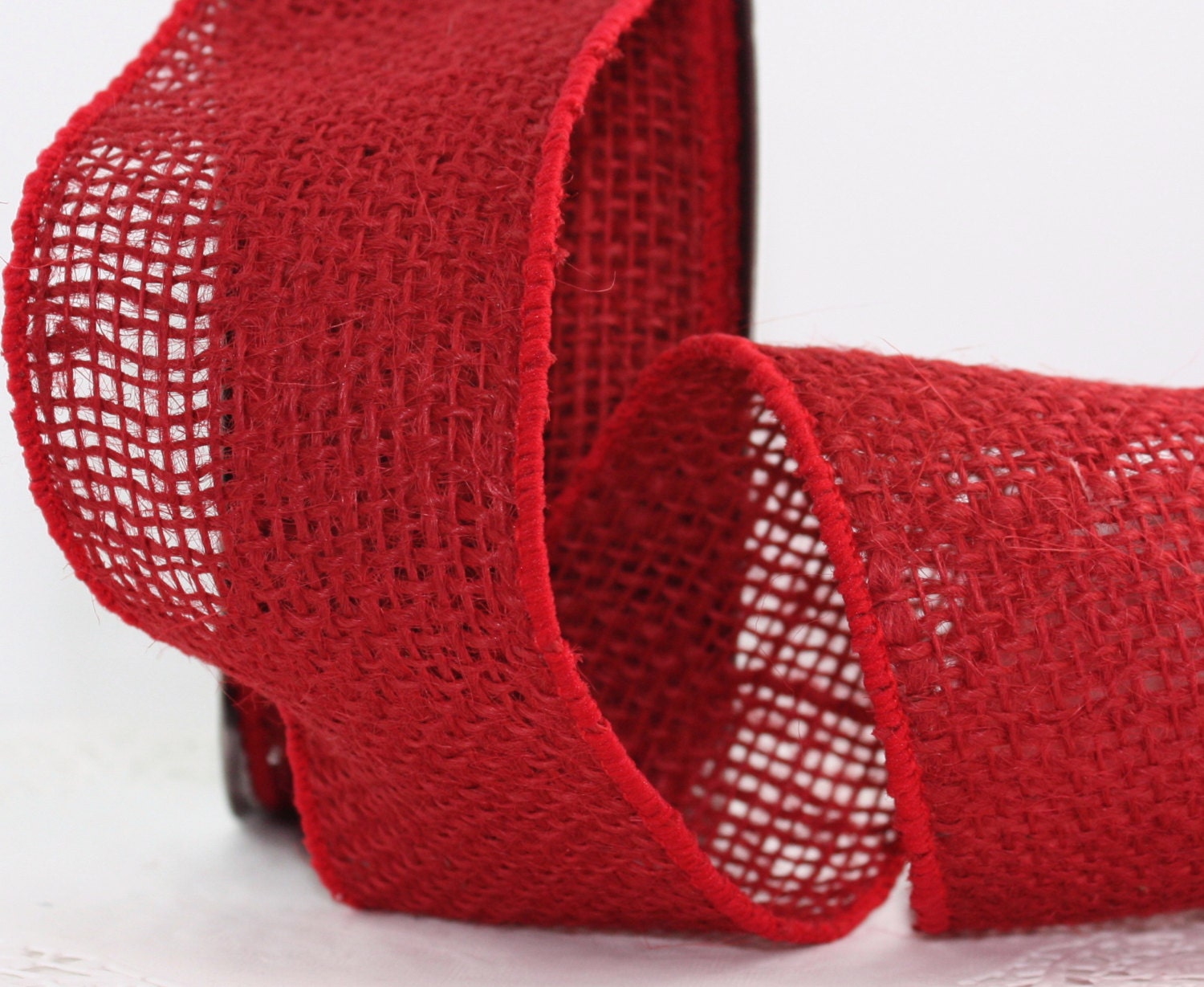 Wired Red Burlap Ribbon 2.5 wide Ribbon by the by ThePaperSandbox
